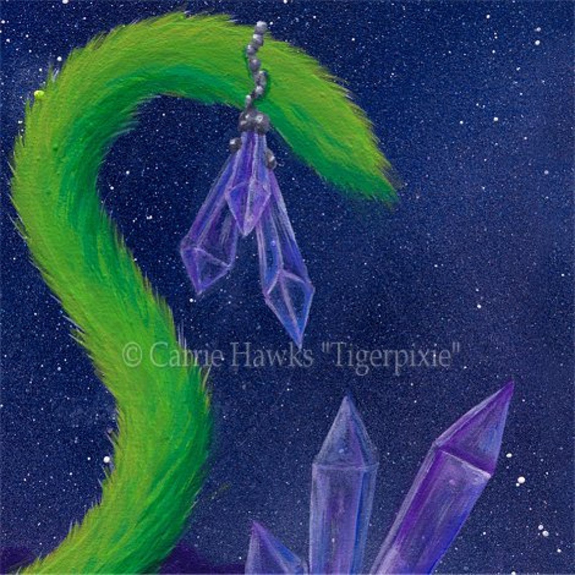 Alien Cat Art Cat Painting Space Cat Green Alien Cat Purple - Etsy