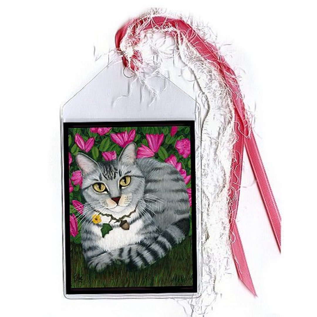 Gray Tabby Bookmark Silver Tabby Cat Bookmarker Azalea Garden Fantasy ...