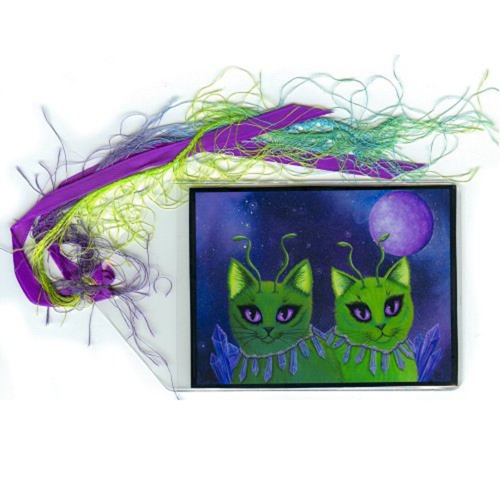 Alien Cats Bookmark Space Cats Bookmarker Green Alien Cat - Etsy