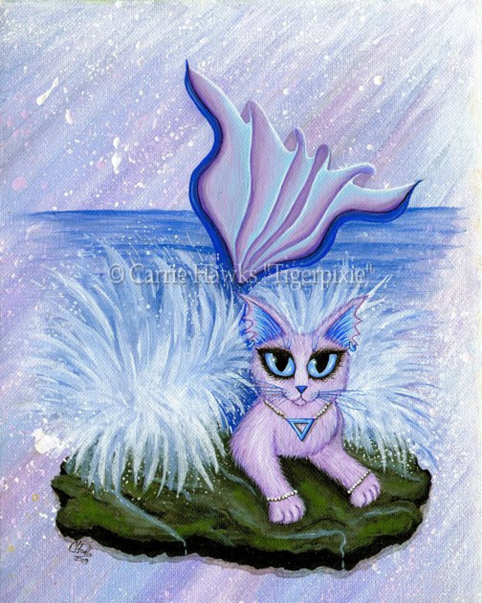 Elemental Fairy Cats Art Mermaid Cat Painting Earth Air Water Fire ...
