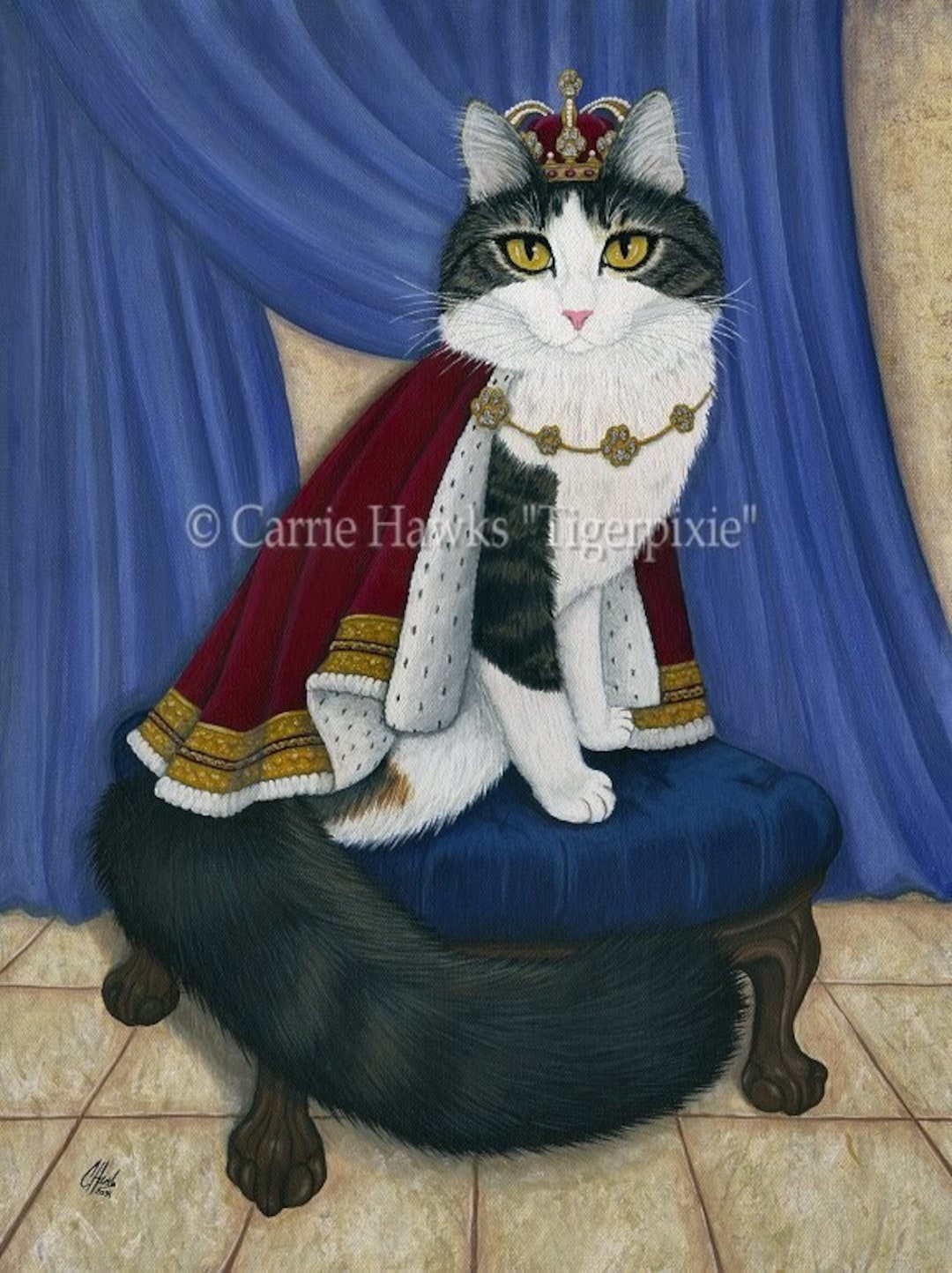 King Cat Painting Royal Cat Regal Cat Portrait Prince Anakin the Two ...