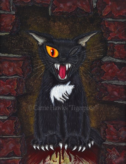 Black Cat Art Evil Black Cat Painting Edgar Allan Poe Horror | Etsy