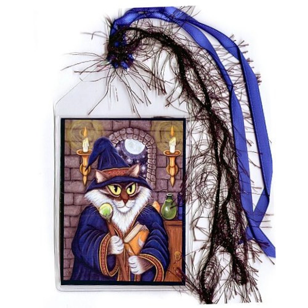 Wizard Cat Bookmark Merlin Magician Cat Bookmarker Magic Cat Sorcerer ...