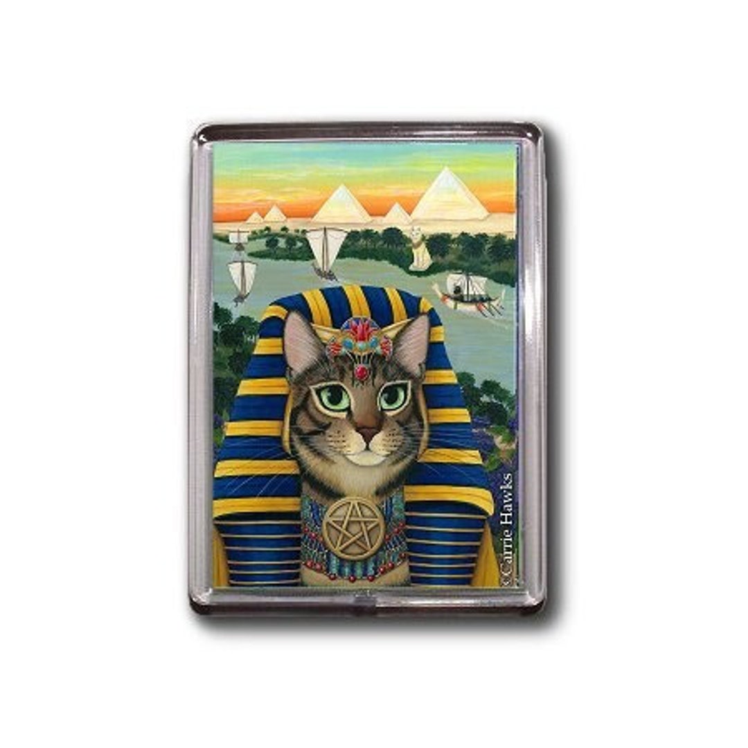 Egyptian Pharaoh Cat Magnet Bastet Art Egypt Mau Cat Bast Tarot King of ...