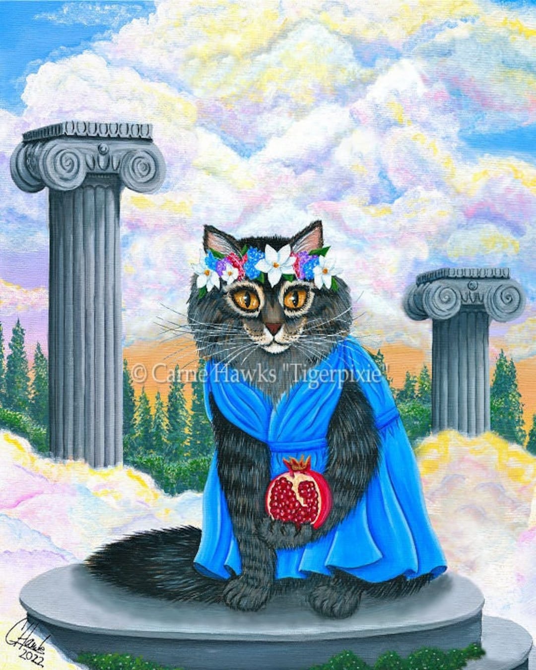 Greek Goddess Persephone Cat Canvas Print Tabby Cat Mount Olympus ...