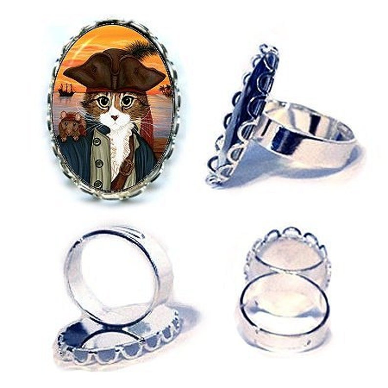 Pirate Cat Ring Captain Leo Rat Ship Sunset Silver Cat Ring - Etsy