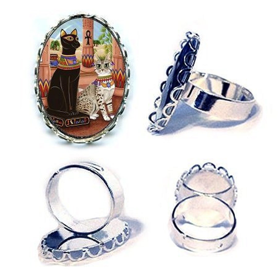 Bastet Cat Ring Egyptian Bast Cat Bastet Statue Silver Cat Ring Fantasy ...