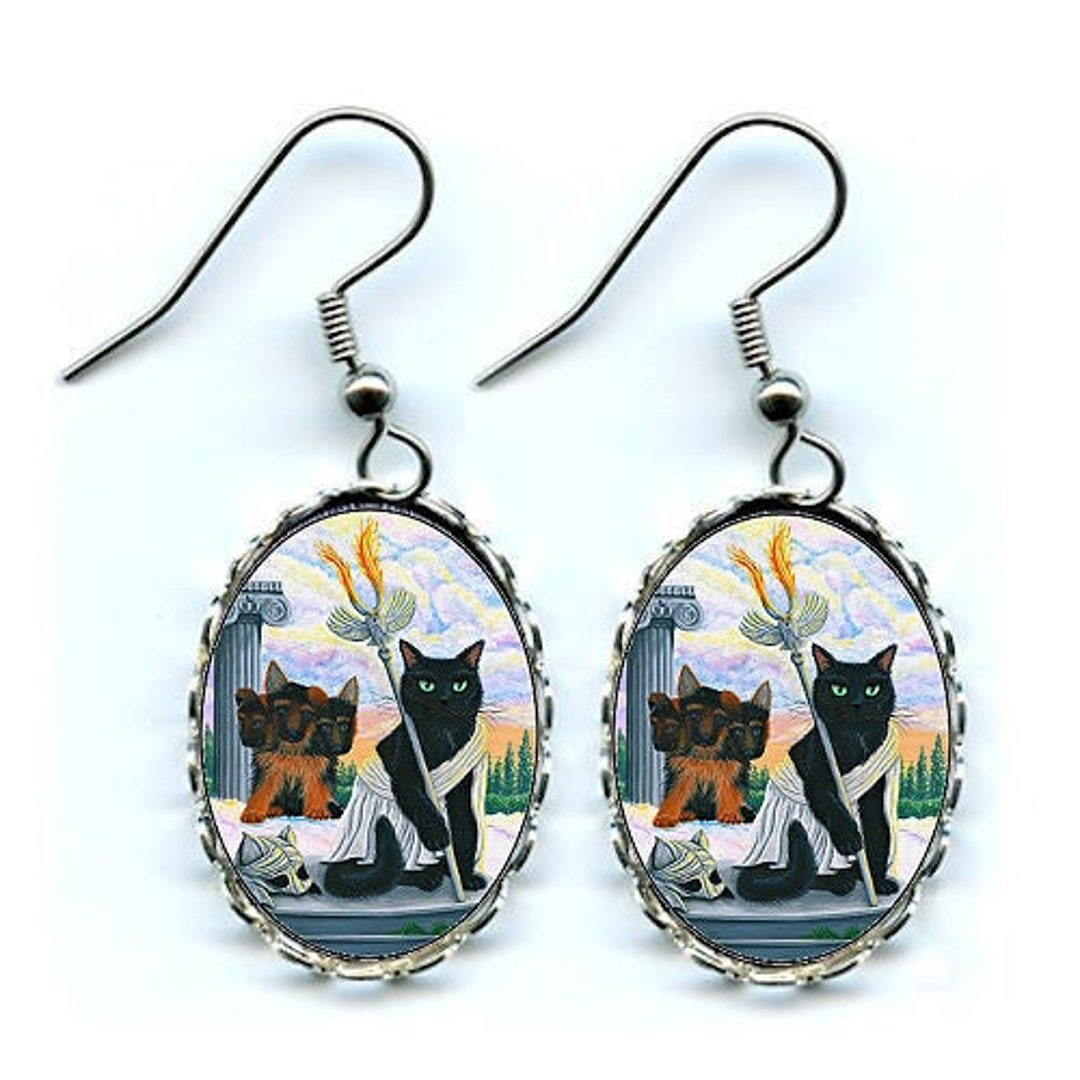 Hades Greek God Cat Earrings Cerberus King of the Underworld Cat Mount ...
