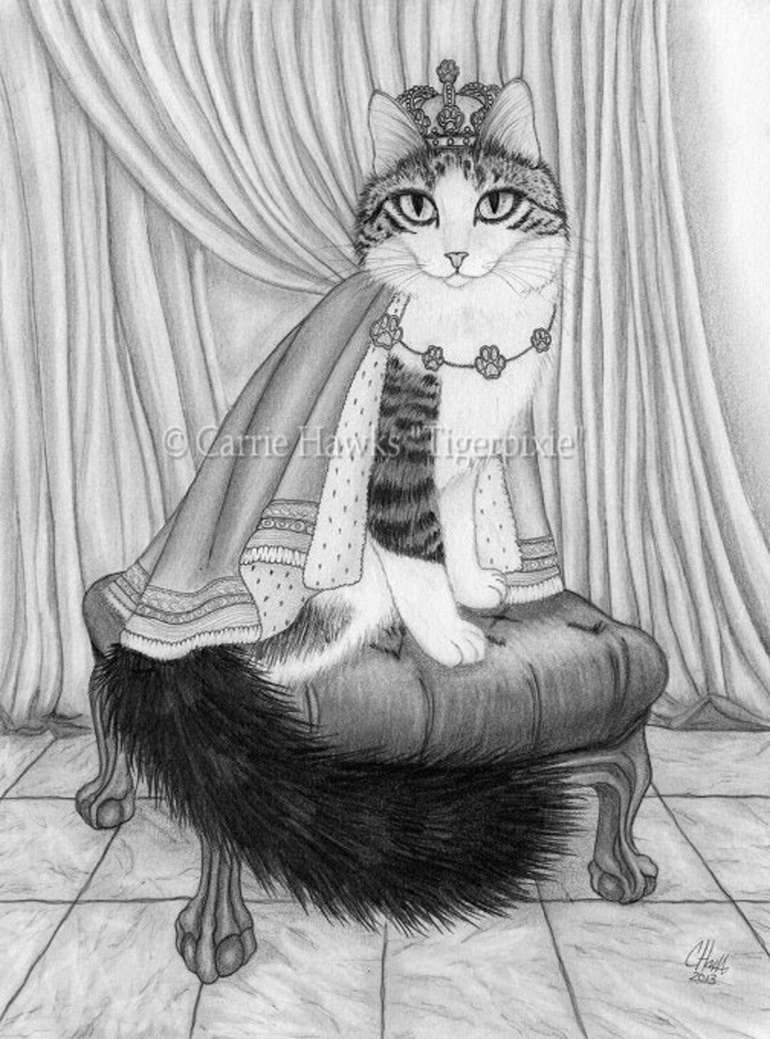 Prince Cat Drawing Royal Cat Regal Cat Portrait King Anakin the Two ...