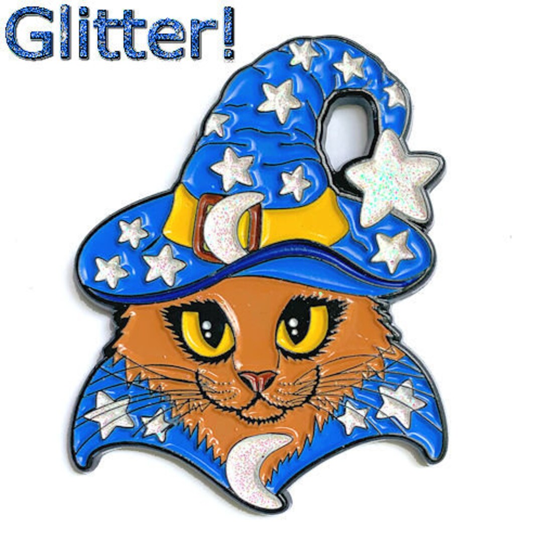 Wizard Cat Esmalte Pin Blue Magician Lapel Magic Glitter Cat Lapel Pin ...