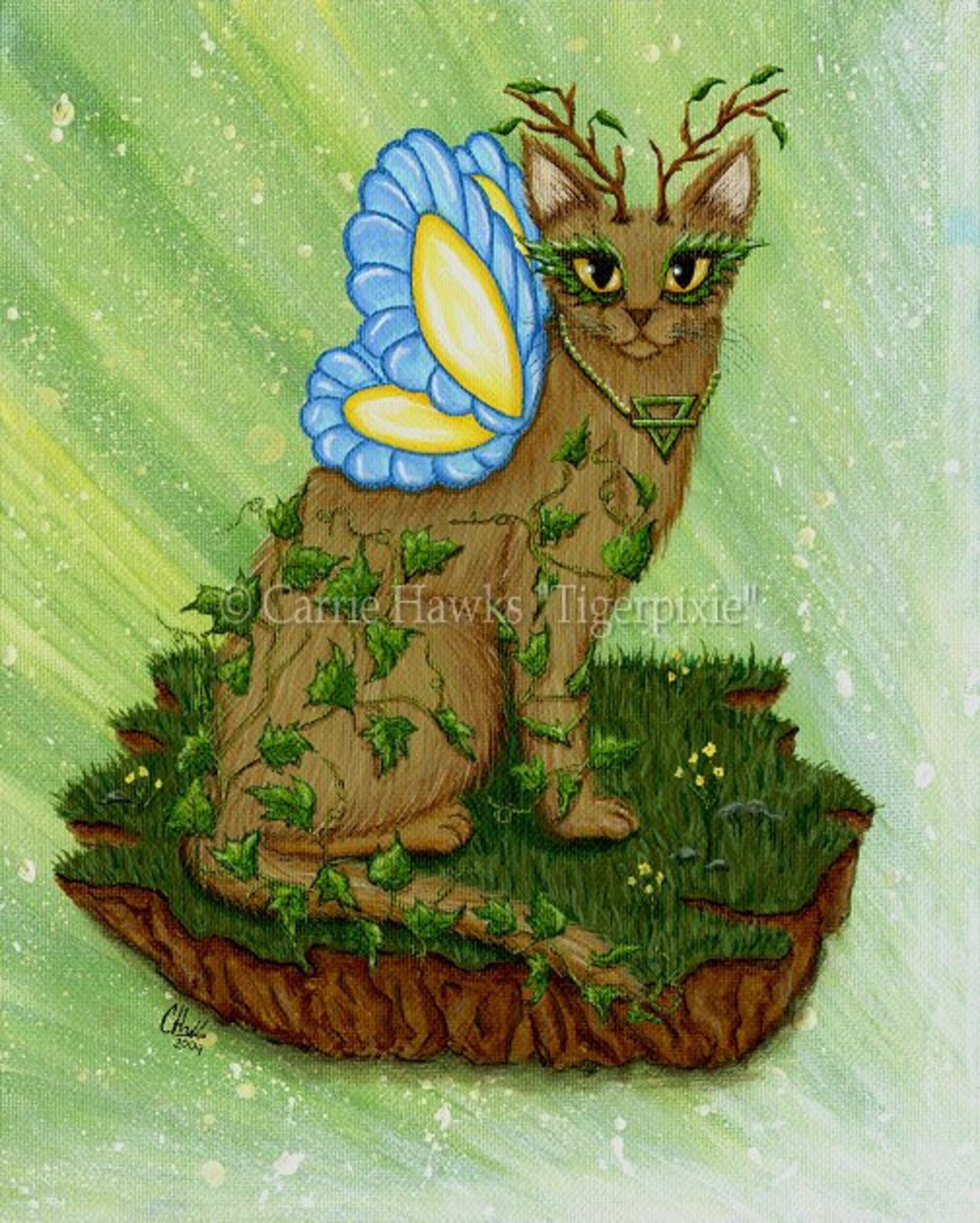 Elemental Fairy Cats Art Mermaid Cat Painting Earth Air Water Fire ...