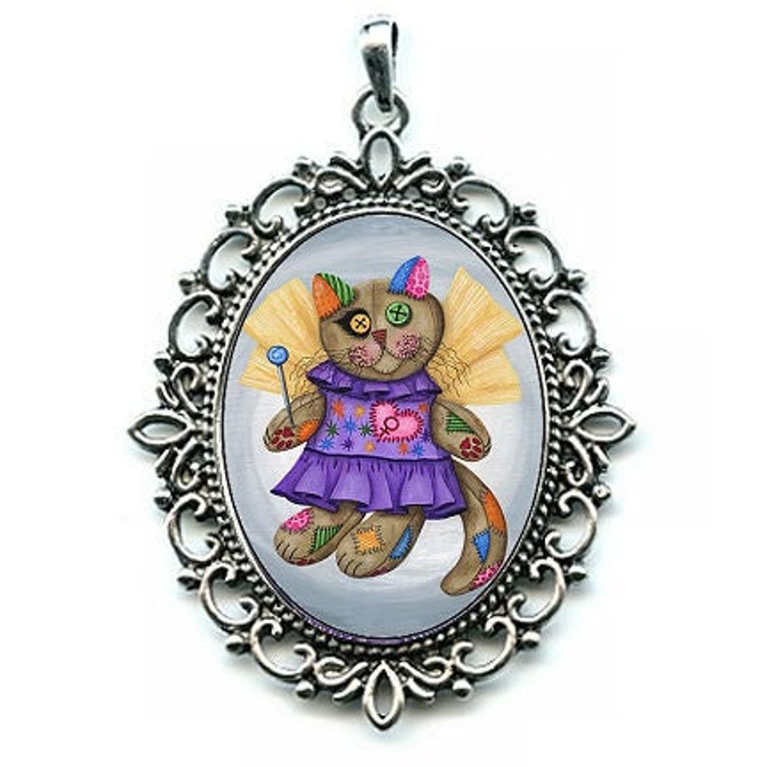 Voodoo Empress Fairy Cat Doll Necklace Patchwork Cat Pin - Etsy
