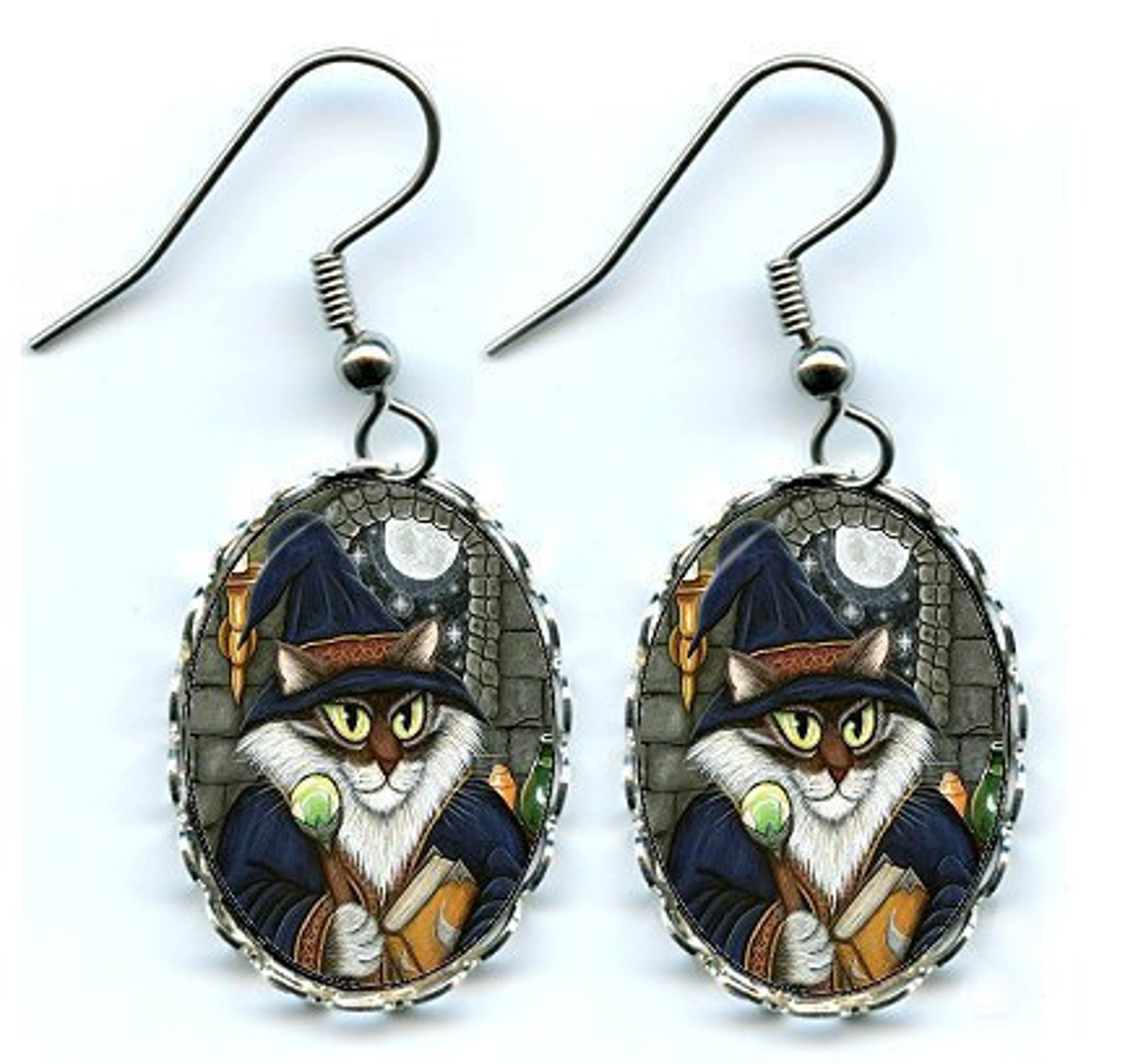 Wizard Cat Merlin Magician Gothic Fantasy Cat Art Cameo | Etsy