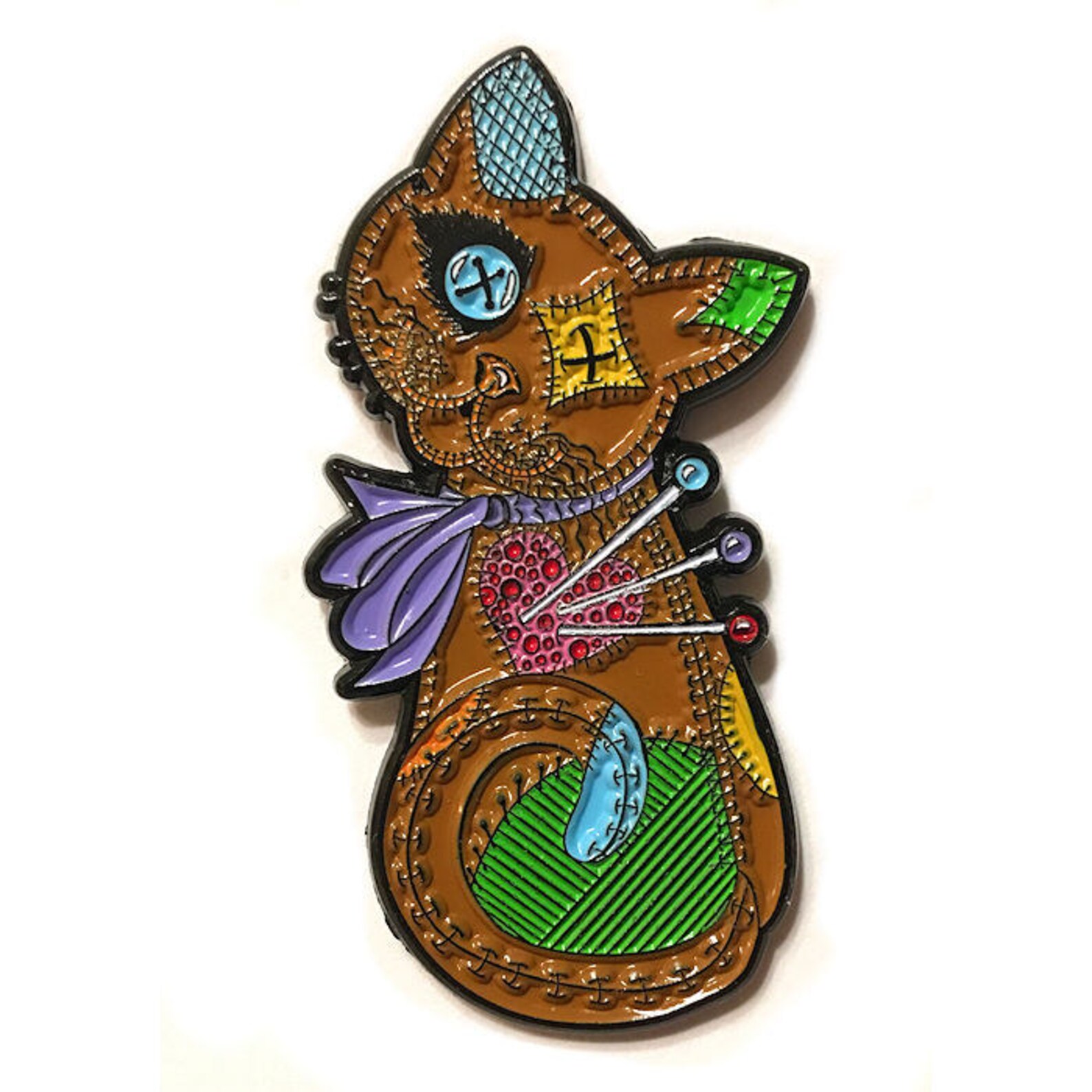 Voodoo Cat Doll Enamel Pin Patchwork Cat Lapel Pin Cushion Cat - Etsy