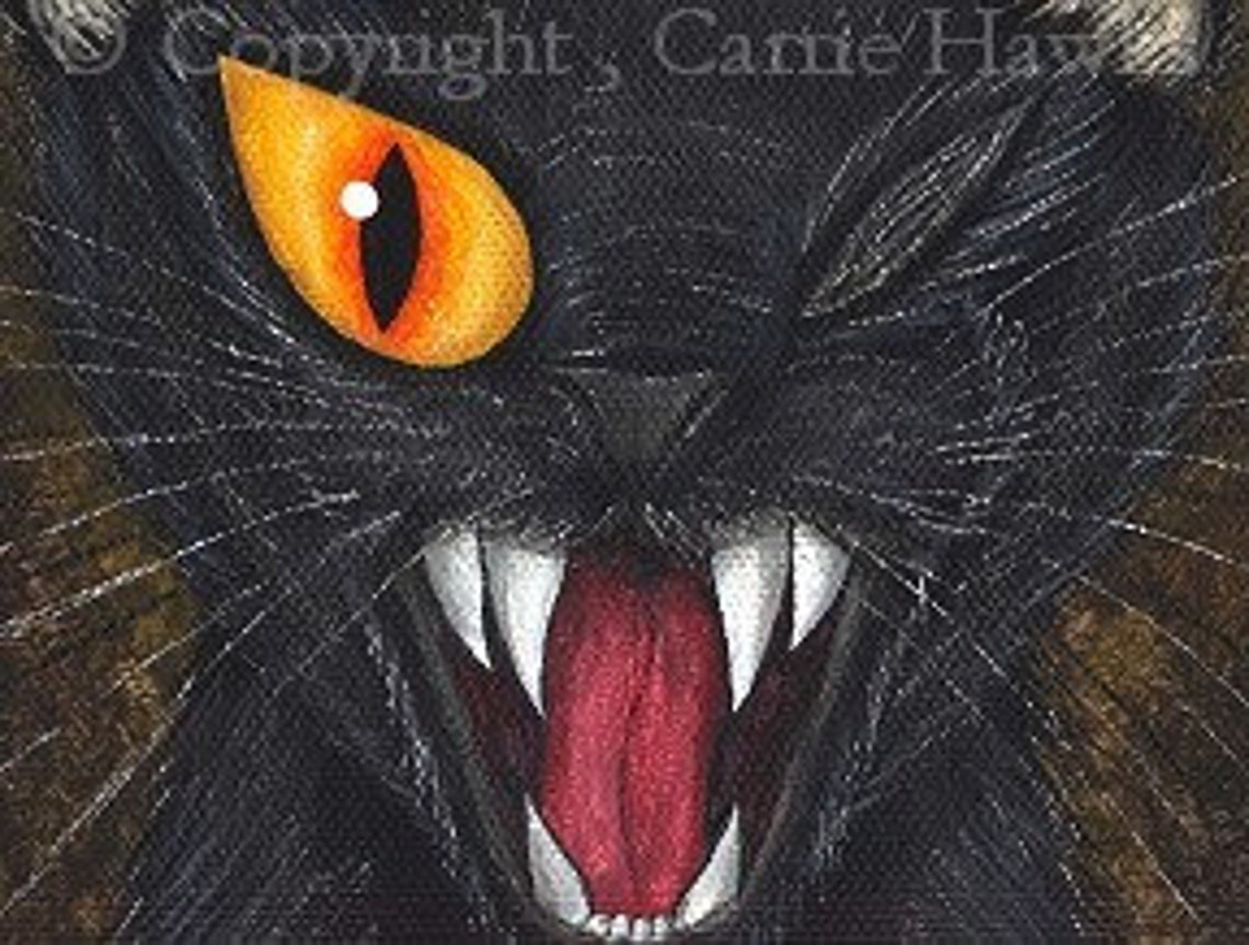 Edgar Allen Poe Black Cat Gothic Cat Painting Black Cat Art E A Poe ...
