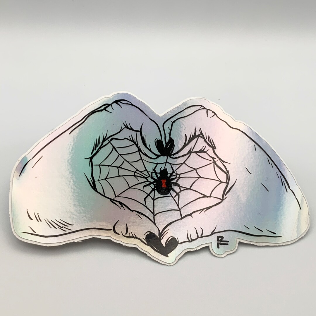 Black Widow Holographic Sticker - Etsy