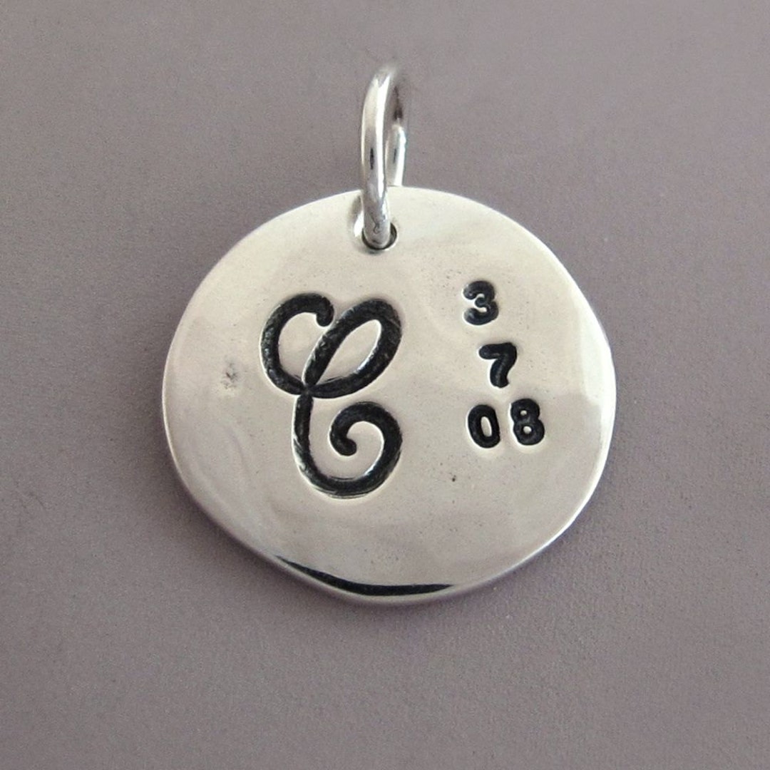 Sterling Silver Hand Stamped Charm for Mother's Necklace, 1/2" - Etsy