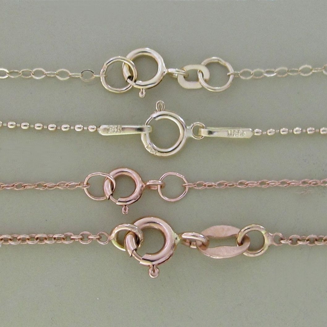 Tiny 14k Rose Gold Pebble Necklace Personalized With A Symbol | Etsy