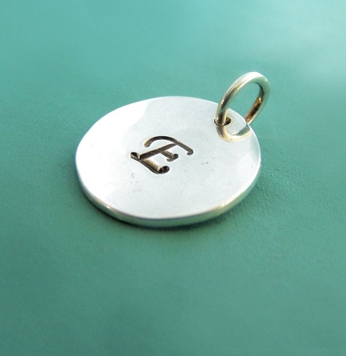 Initial Letter Charm in Sterling Silver, Personalized Custom Stamped ...
