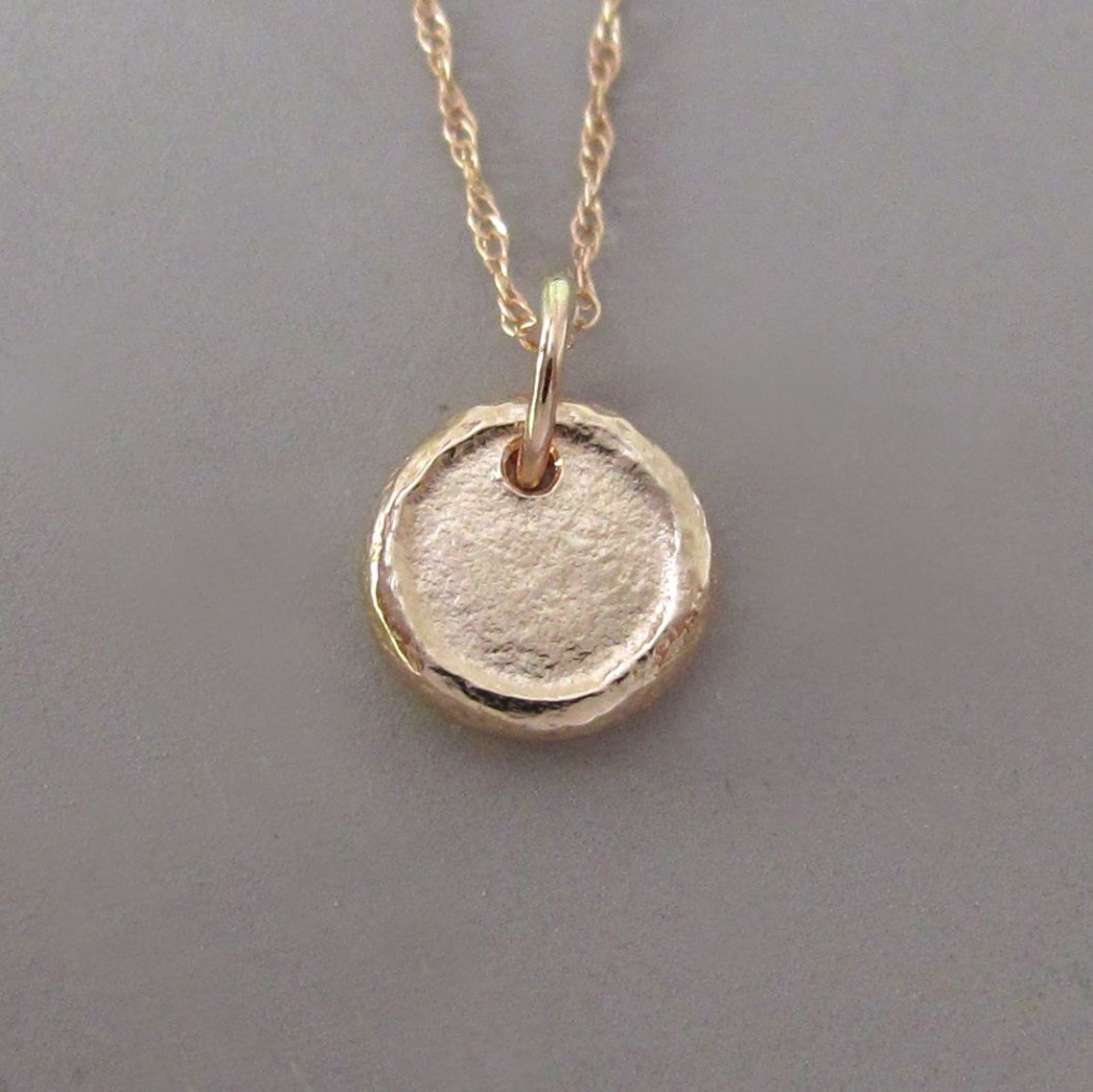 Tiny 14k Rose Gold Pebble Necklace Personalized With A Symbol | Etsy