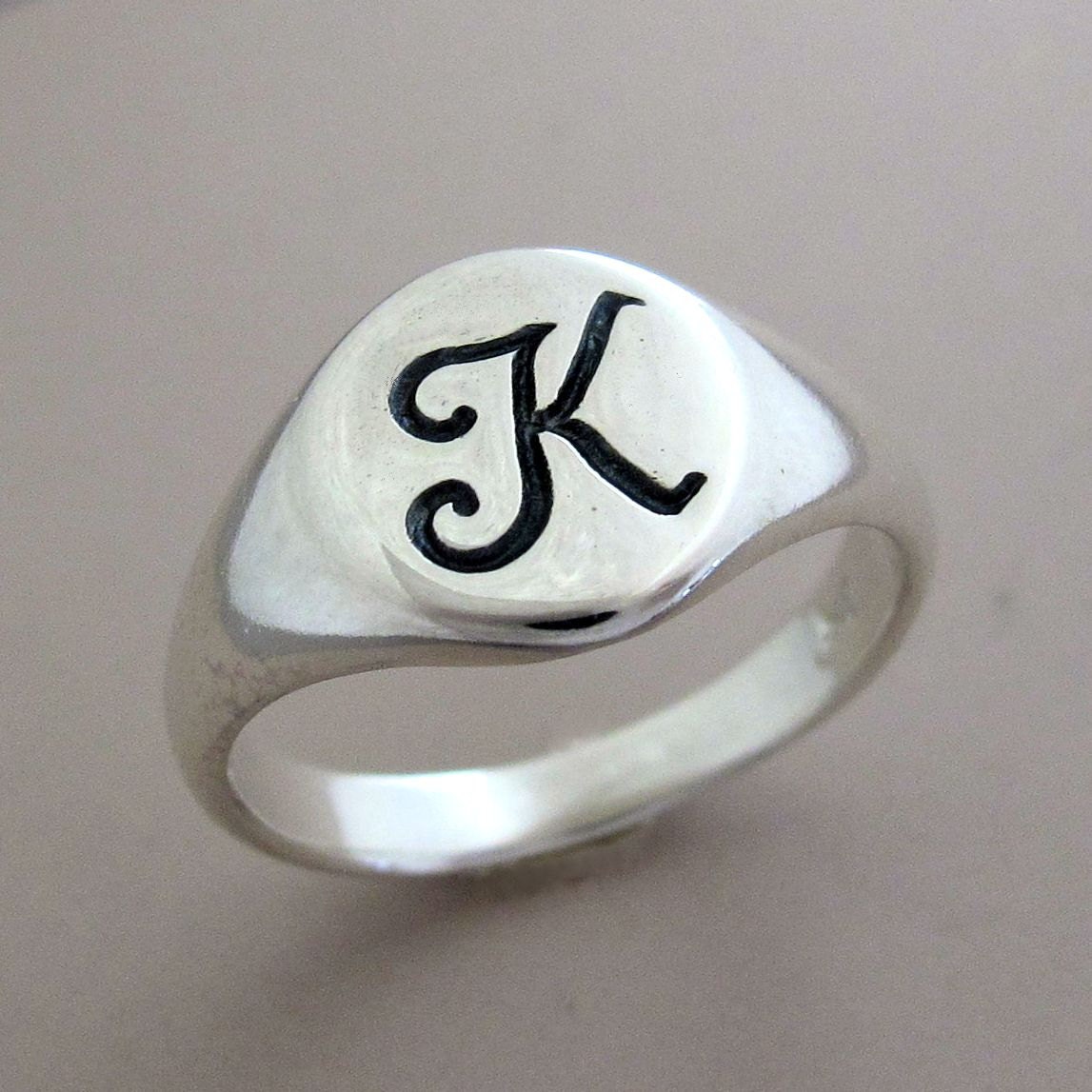 Signet Ring in Sterling Silver With Custom Initial Letter - Etsy