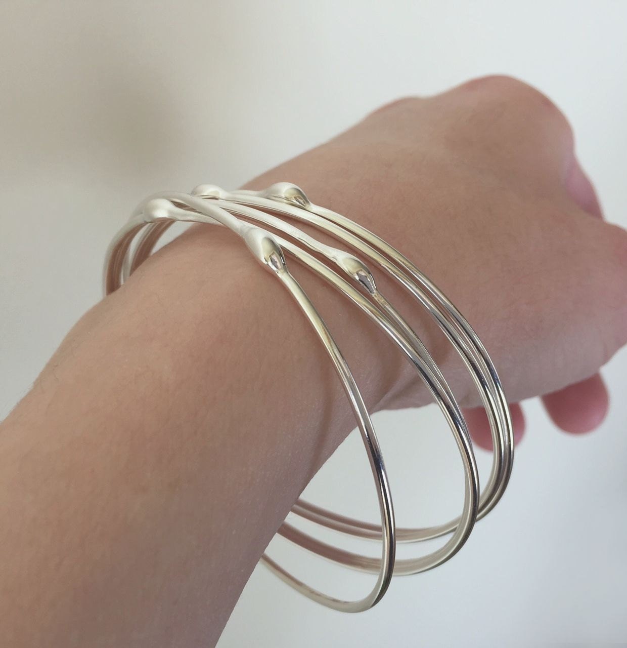 Rain Bangle Bracelet in Sterling Silver Water Droplet - Etsy