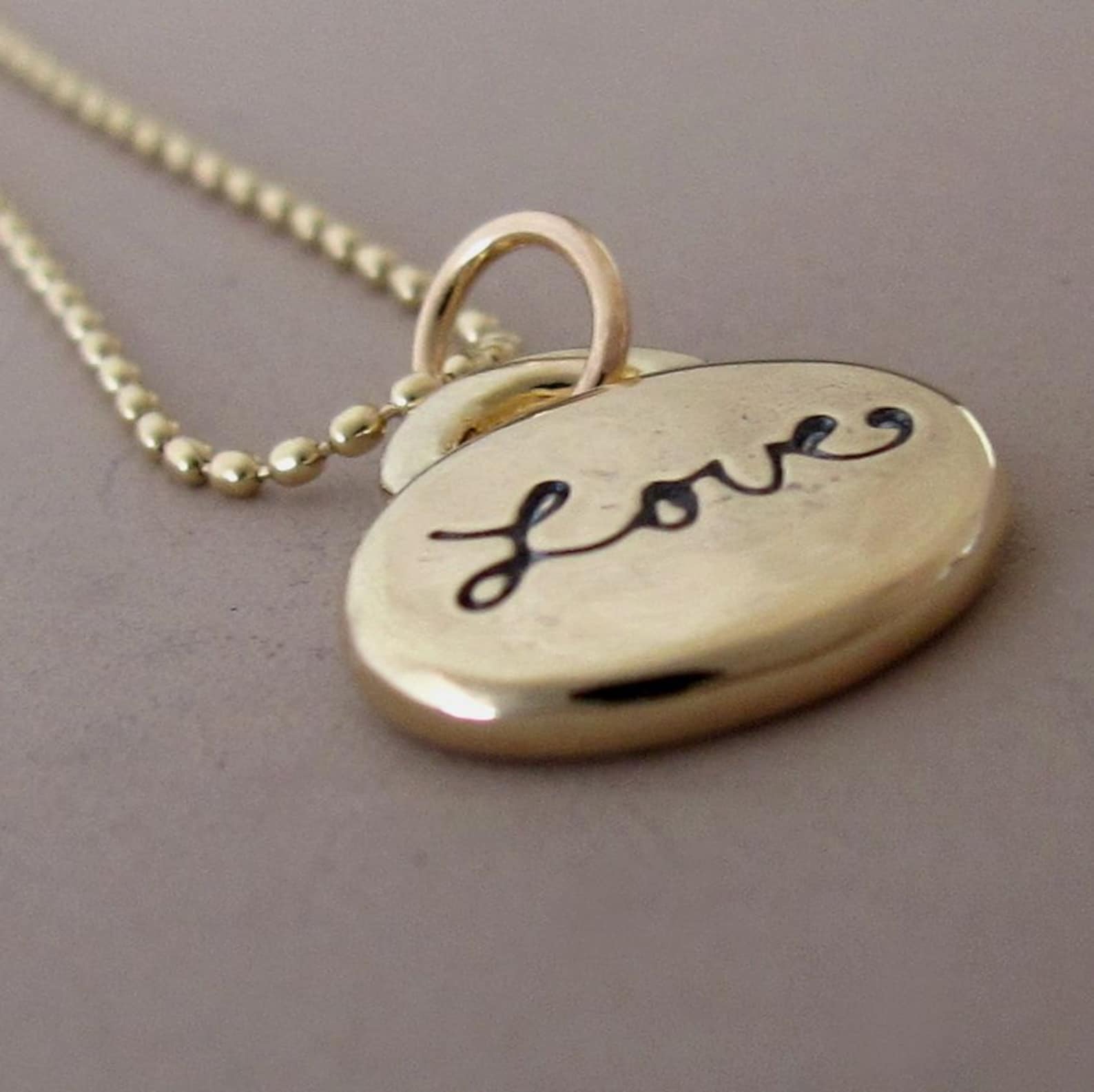 Love Necklace in 14k Gold With Custom Initials or Heart - Etsy
