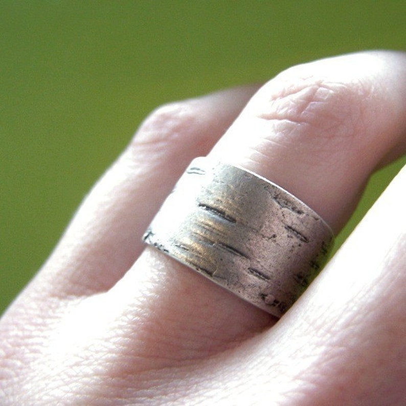 Birch Bark Ring in Sterling Silver - Etsy