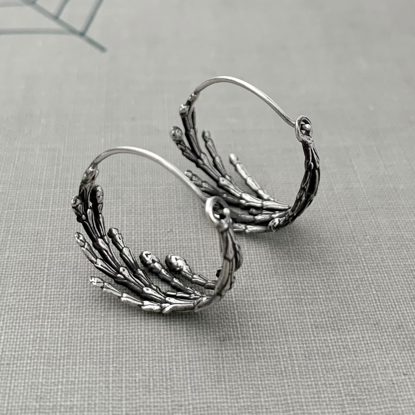 Cedar Branch Hoop Earrings in Sterling Silver Gardening Gift | Etsy