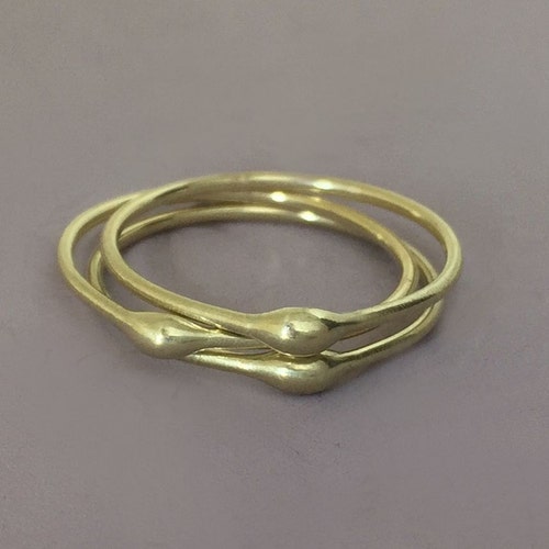 Rain Stacking Ring Set in Sterling Silver and 22k Gold Set of - Etsy