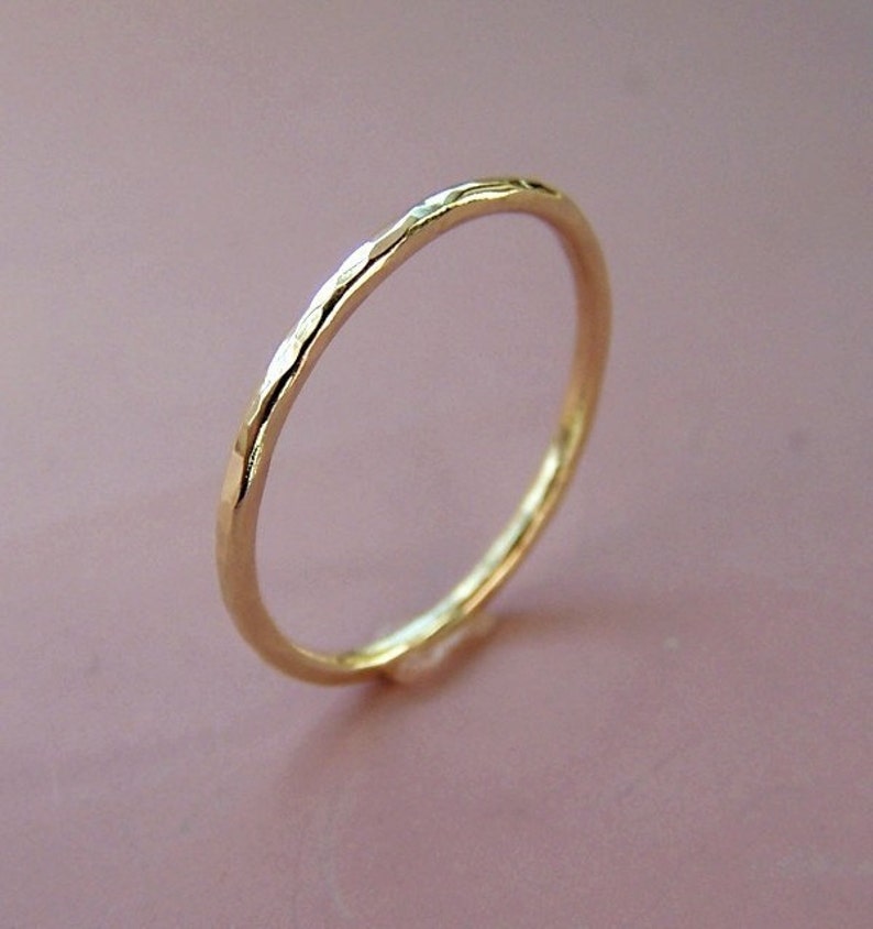 14k Gold Stacking Ring Hand Hammered 14k Recycled Yellow - Etsy