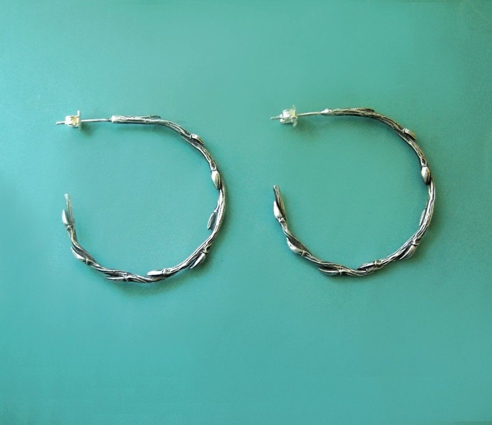 Twig Hoop Earrings in Sterling Silver Large Willow | Etsy