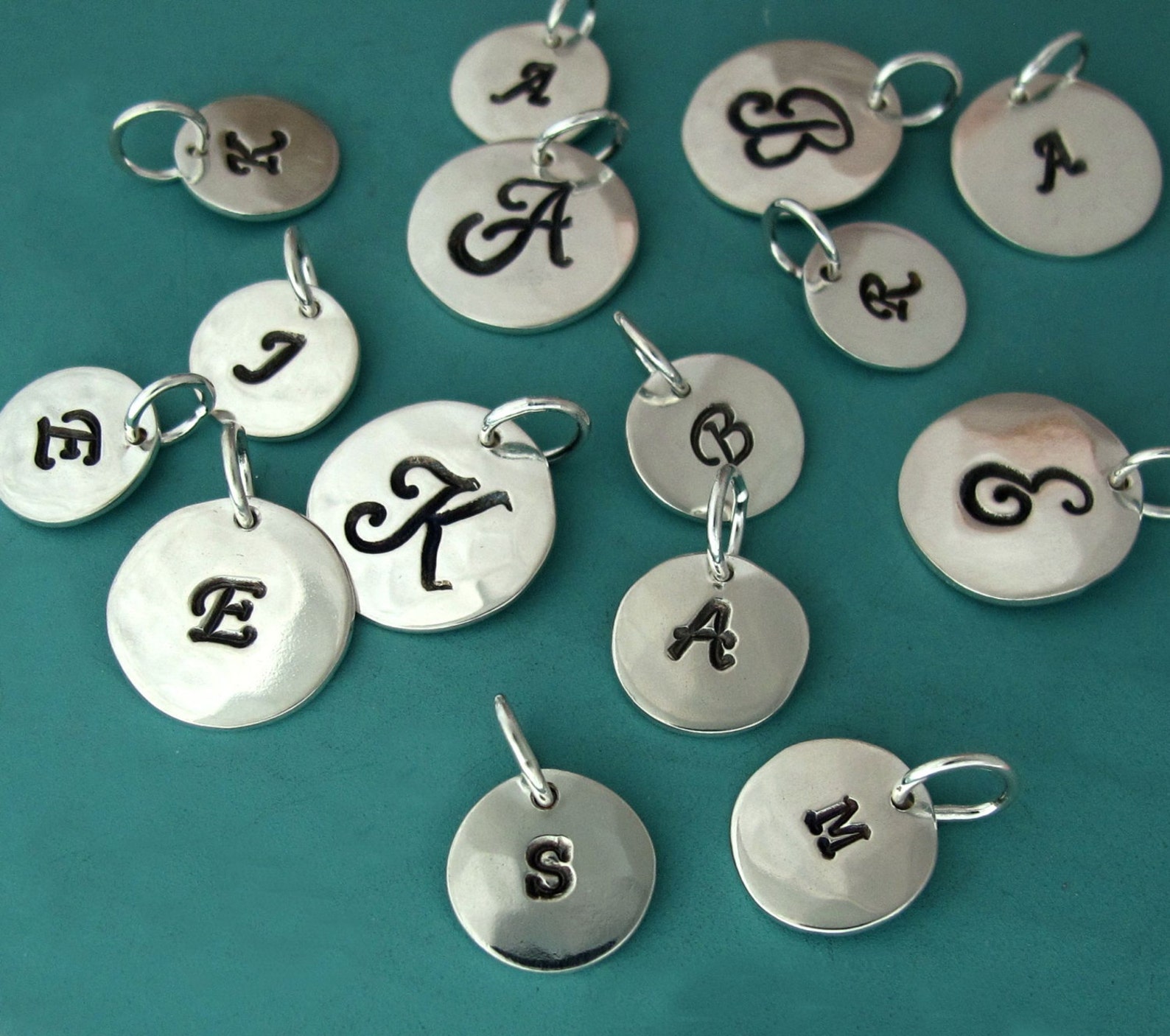 Letter Charm Necklace in Sterling Silver Three Charms - Etsy