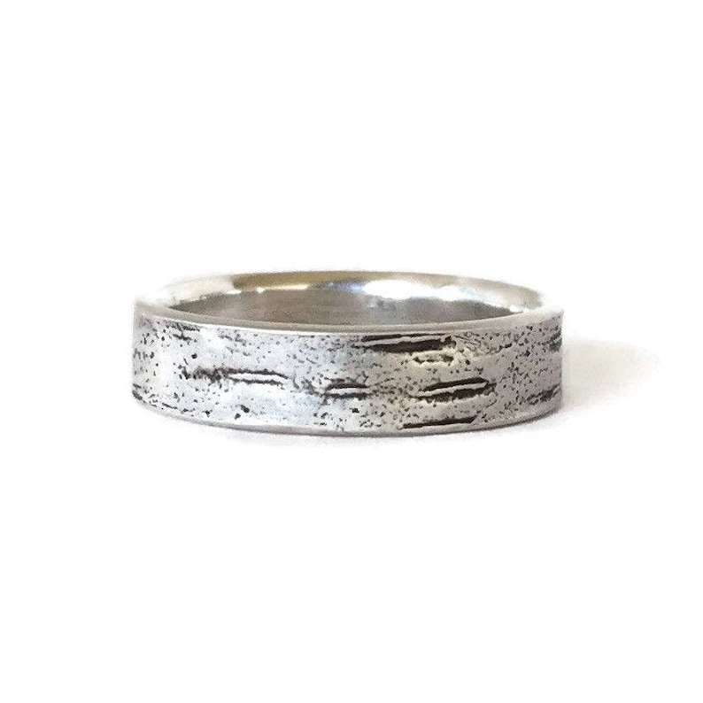 Birch Bark Ring in Sterling Silver - Etsy