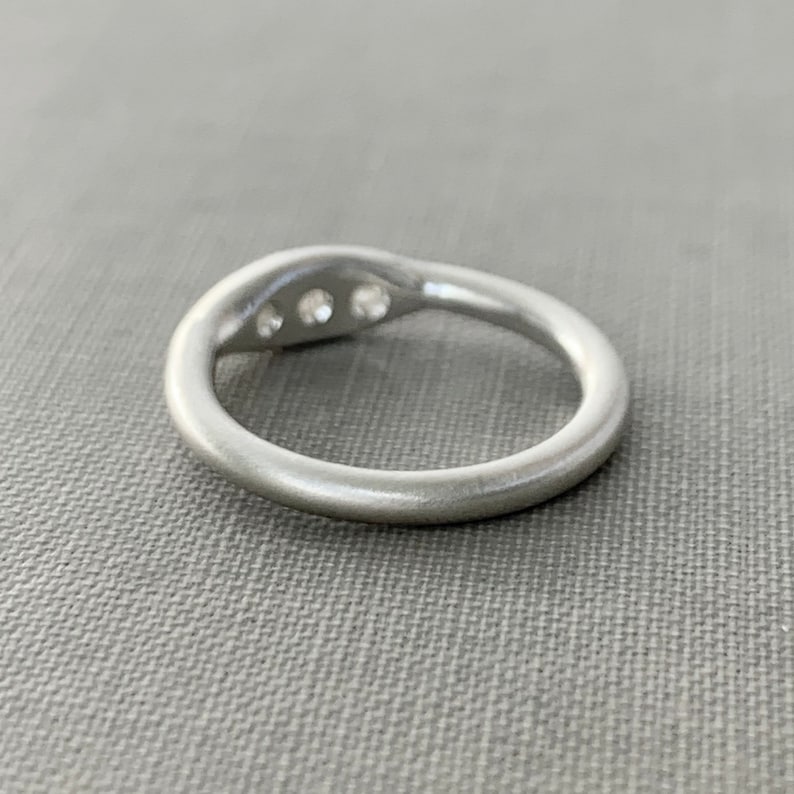 Three Stone Bead Set Ring in Moissanite and Sterling Silver or 14k Gold ...