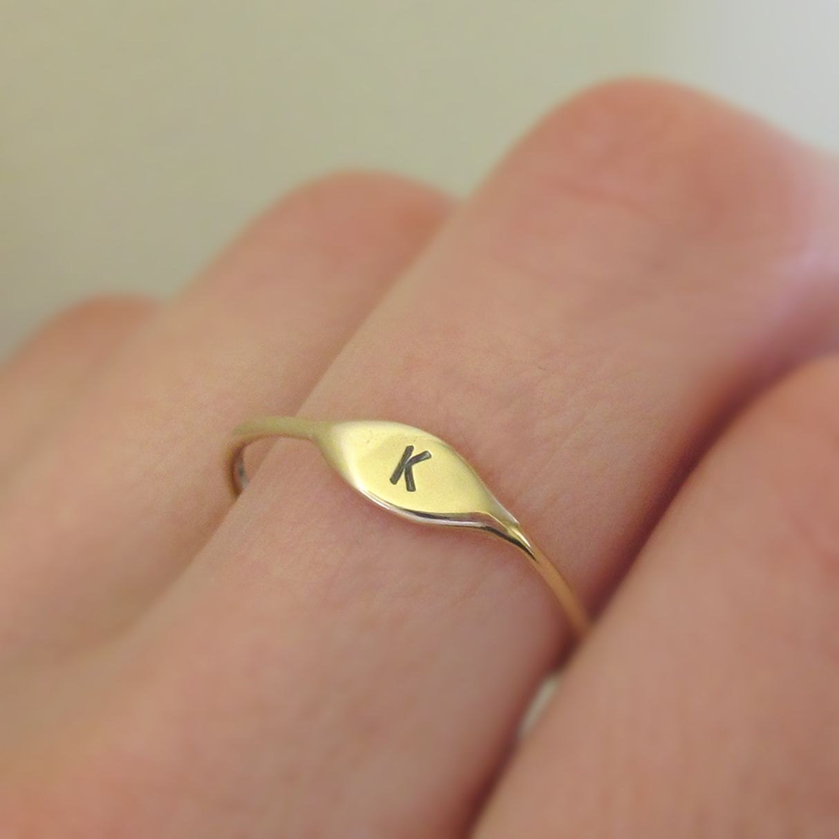 14k Gold Letter Stacking Ring Personalized With Initial | Etsy