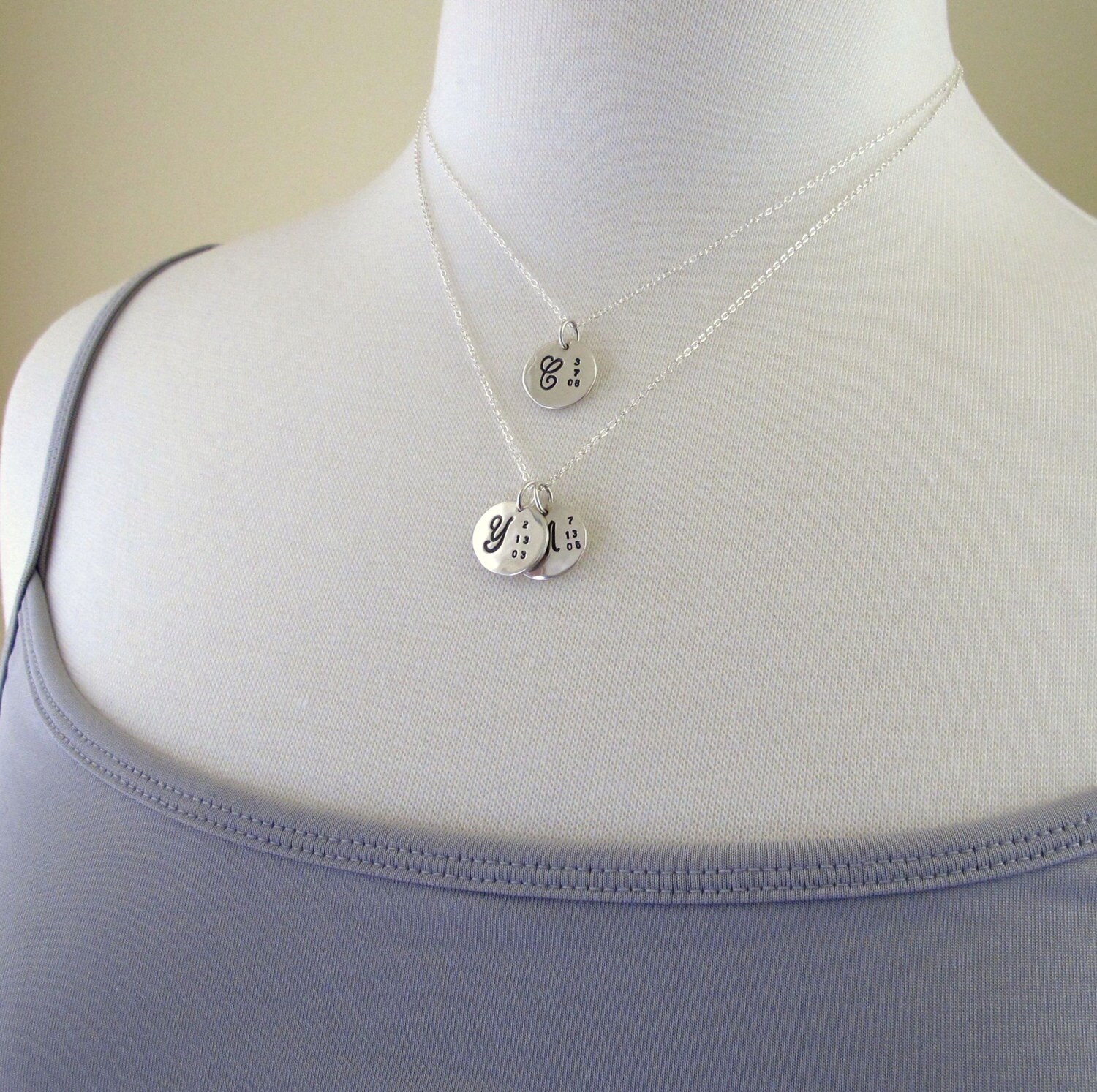 Sterling Silver Hand Stamped Charm for Mother's Necklace | Etsy