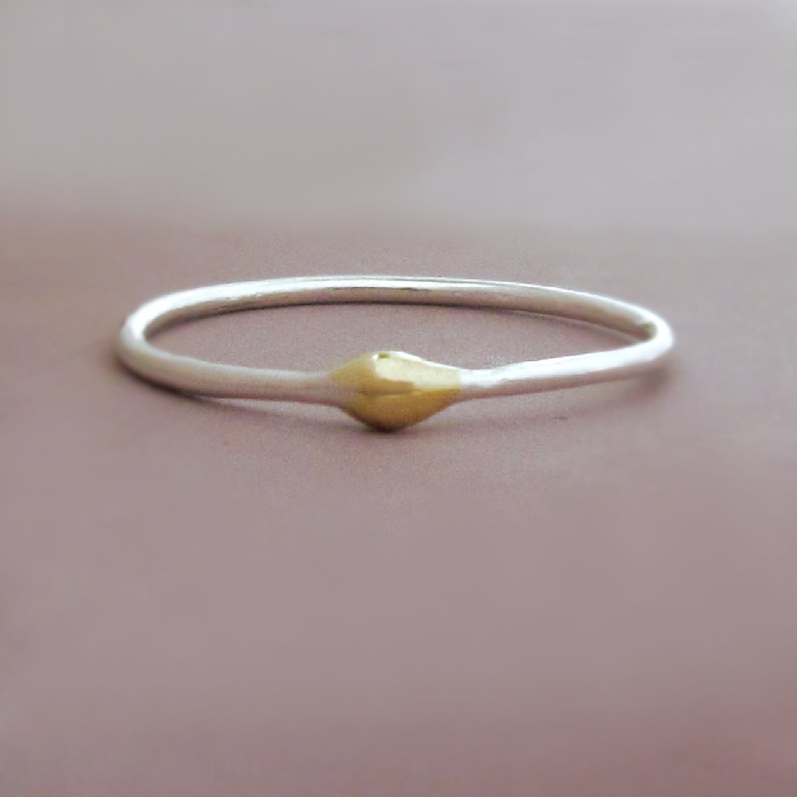 Rain Stacking Ring in Sterling Silver and 22k Gold, Water Droplet Ring ...