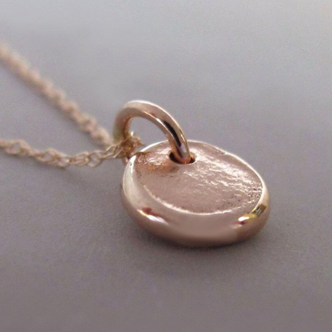 Tiny 14k Rose Gold Pebble Necklace Personalized With A Symbol | Etsy