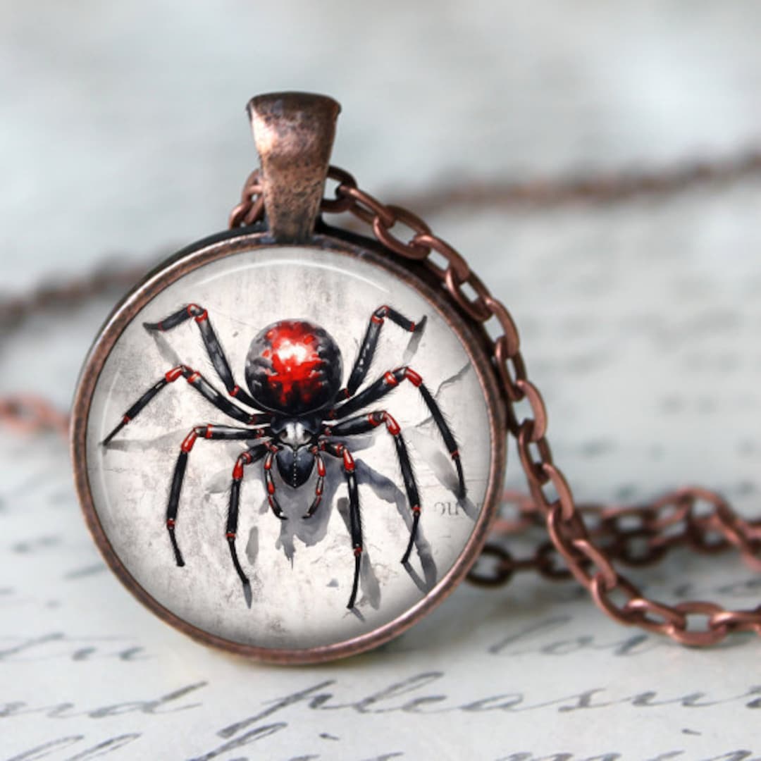 Black Widow Spider Pendant, Necklace or Key Chain - Halloween Jewelry ...