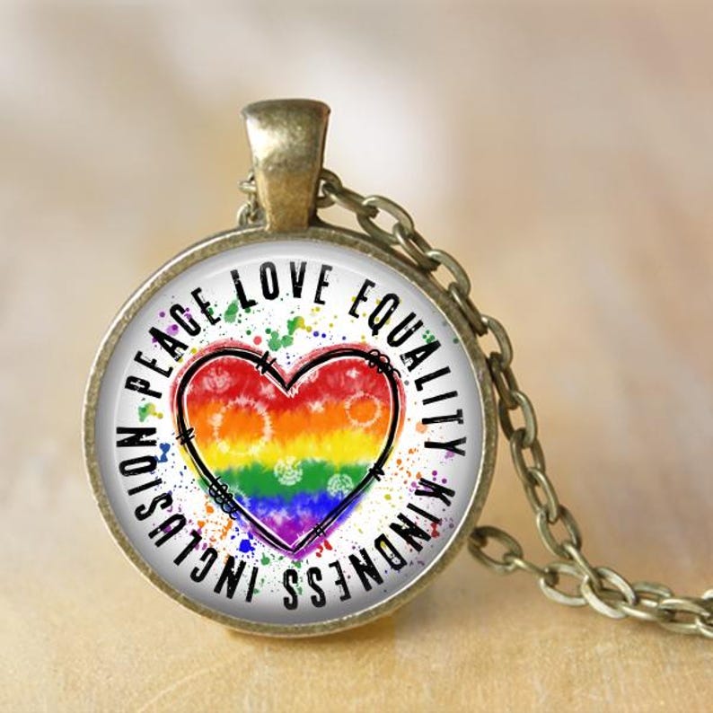 Pride Pendant, Pride Necklace, Pride Key Chain, Peace, Love, Equality ...