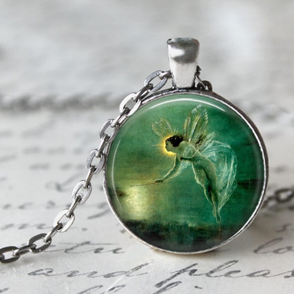 Magical Fairy Necklace, Fairy Necklace, Green Fairy Pendant, Vintage ...
