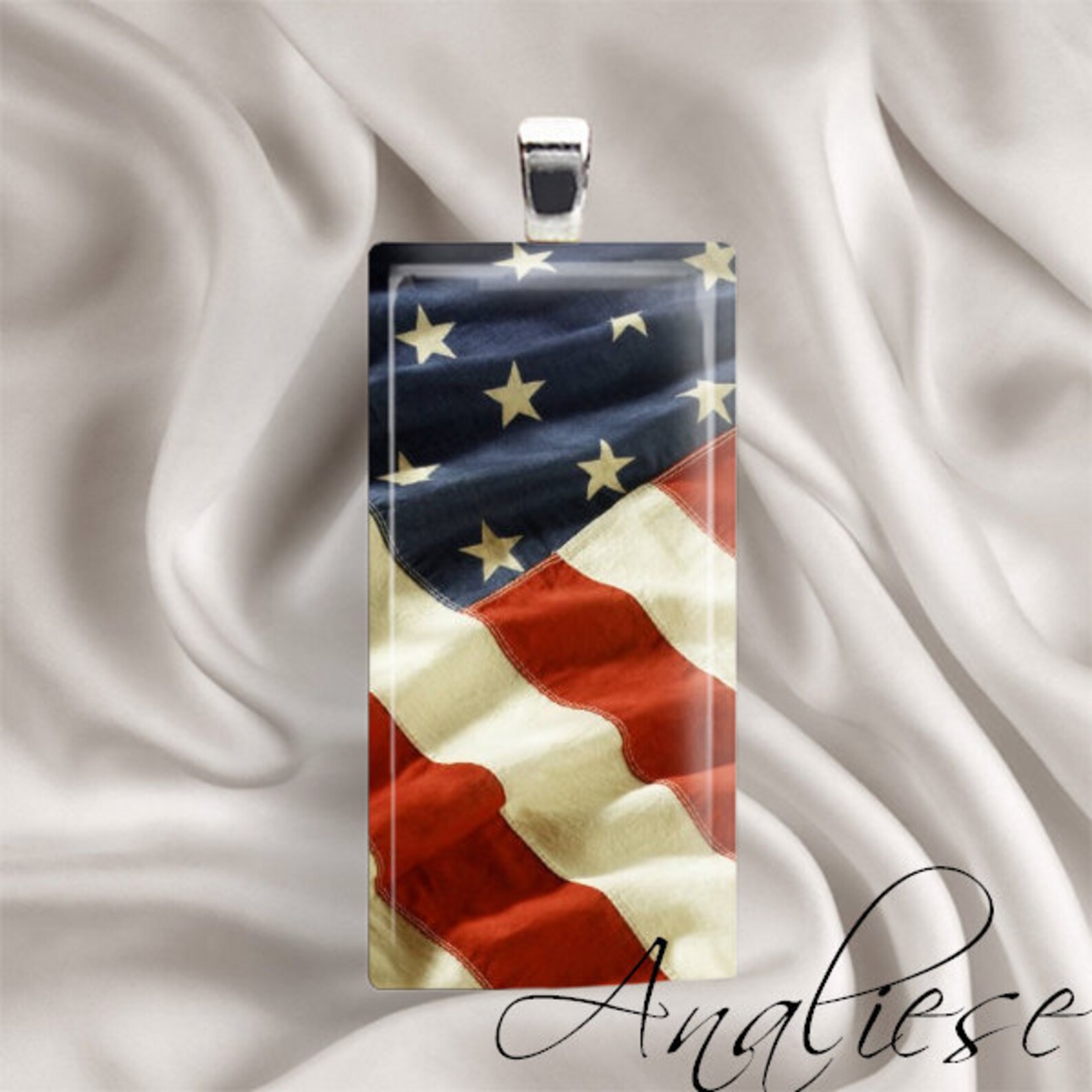 Wave the Flag Glass Tile Pendant Flag Necklace Flag | Etsy