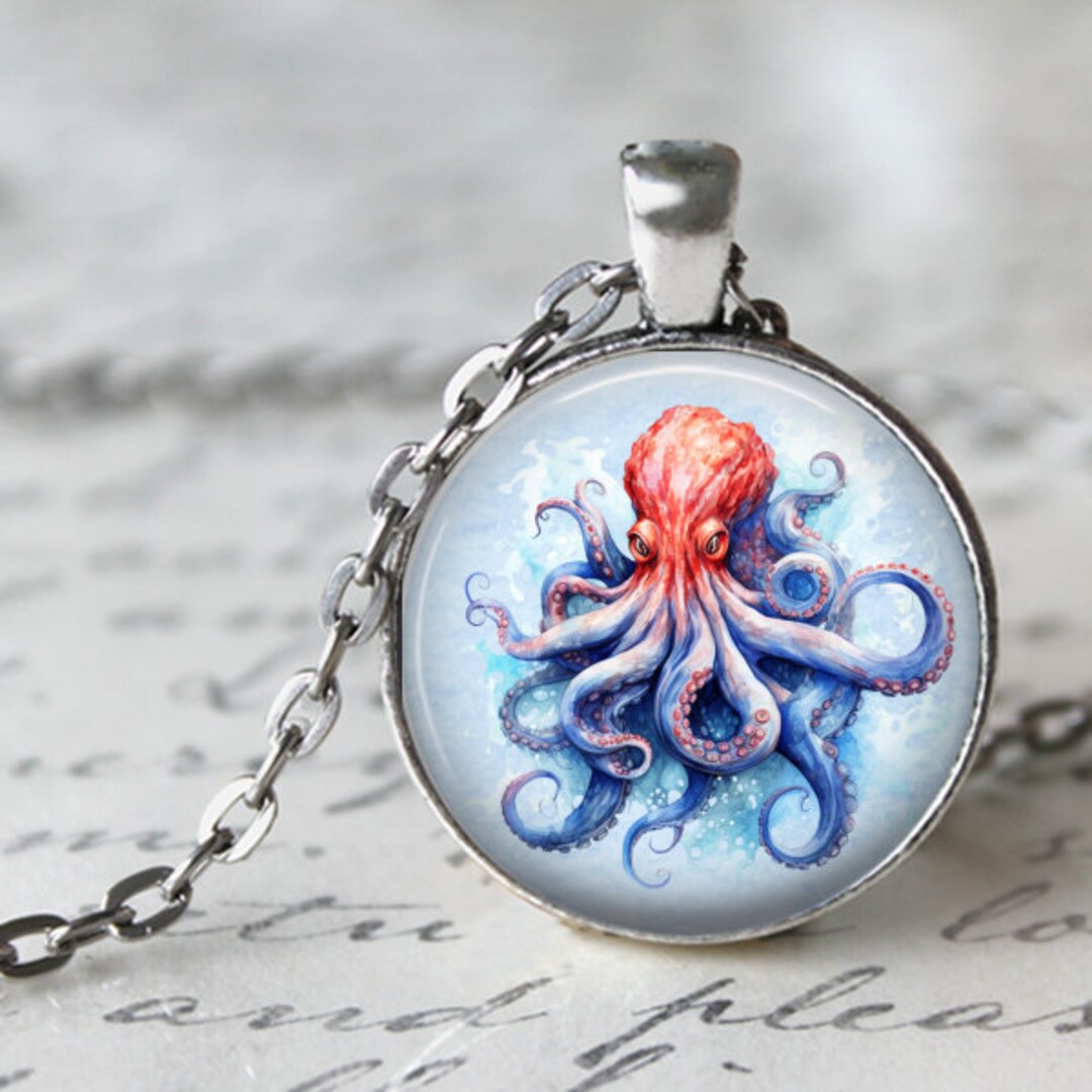 Octopus Necklace, Octopus Pendant, Octopus Key Chain, Keyring, Keychain ...