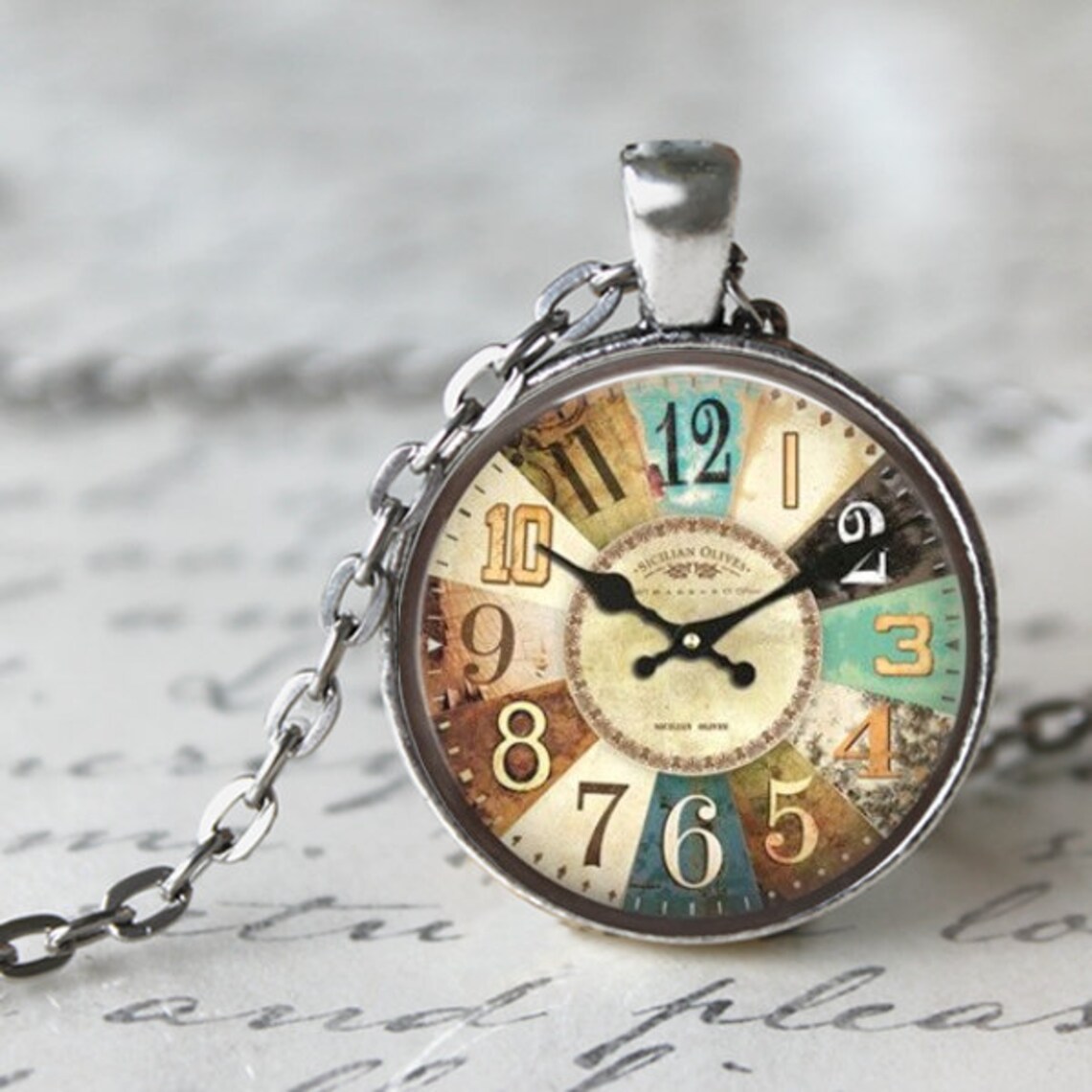 Vintage Clock Image Pendant Necklace or Key Chain Clock | Etsy