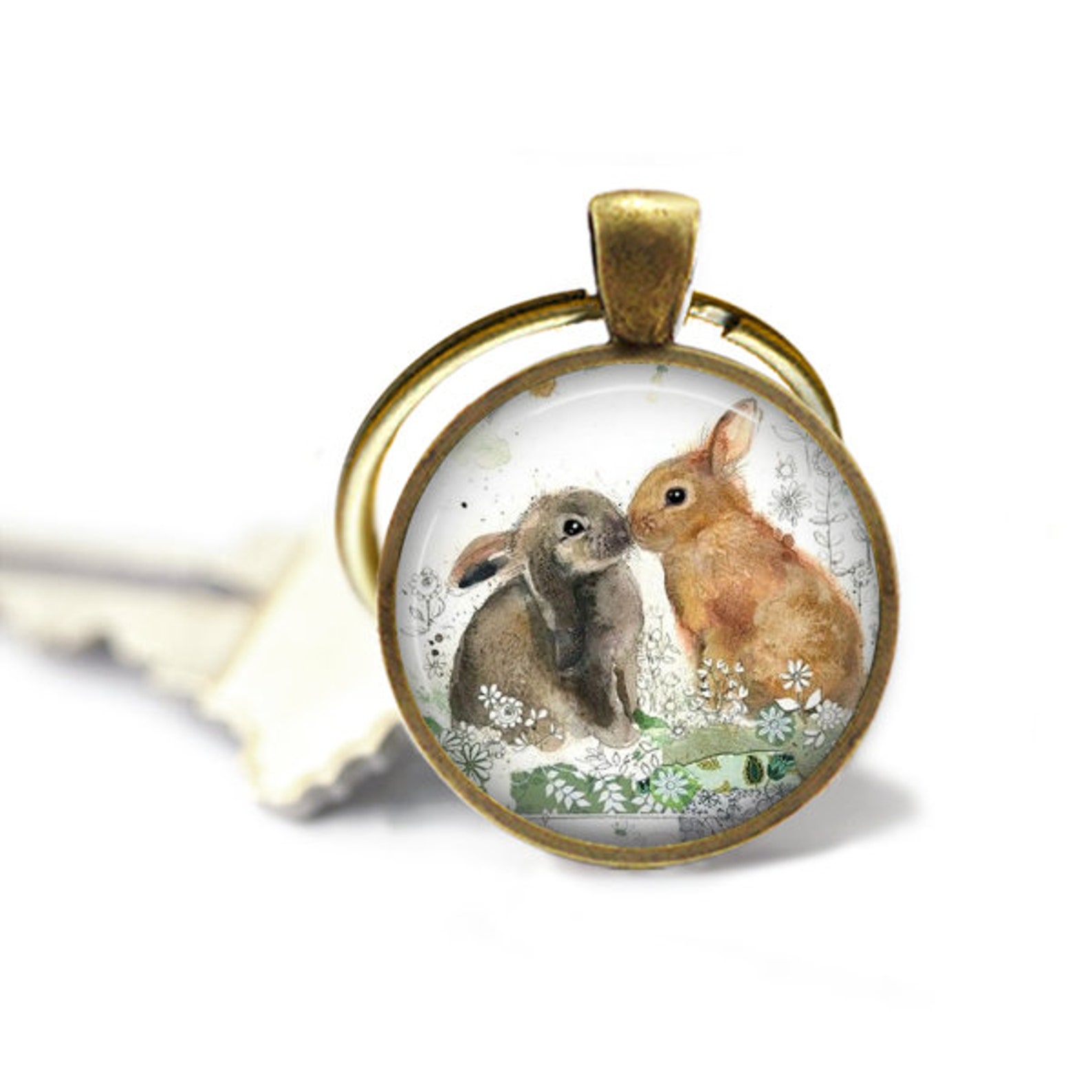 Bunny Love - Bunny Necklace, Bunny Pendant, Bunny Key Chain, Rabbits ...