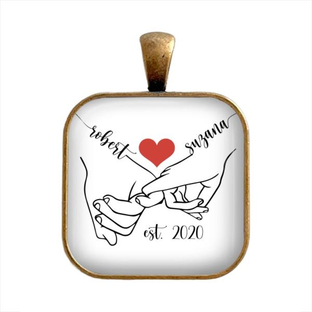 Custom Name Jewelry - Holding Hands With Names, Custom Year or Date ...