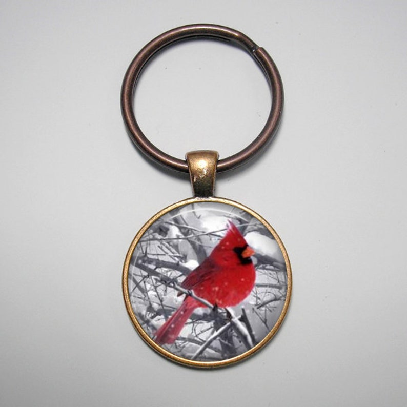 Snowy Cardinal Pendant Necklace or Key Chain Cardinal - Etsy