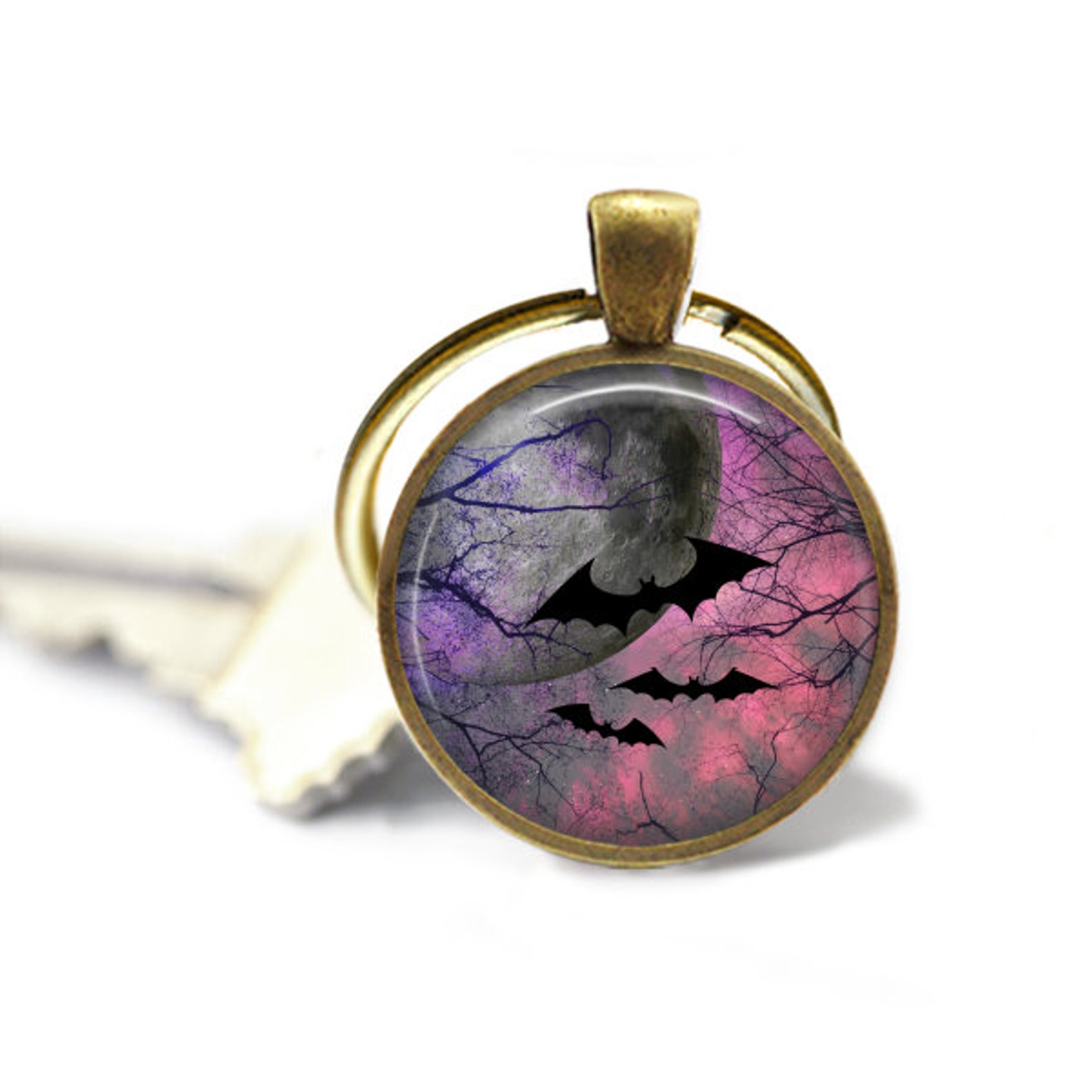 Midnight Bats Pendant Necklace or Key Chain Halloween - Etsy