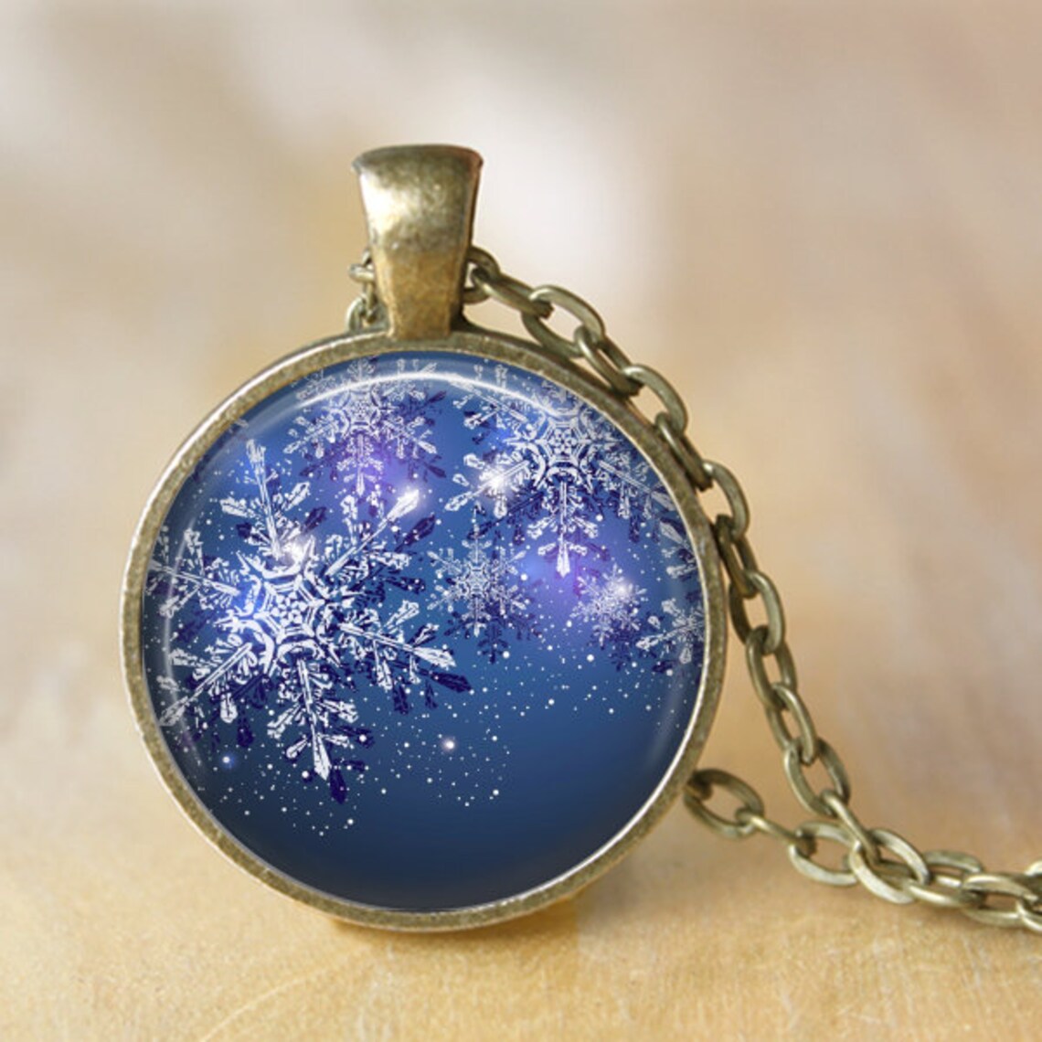 Shimmering Snowflakes Pendant, Necklace or Key Chain - Snowflake ...